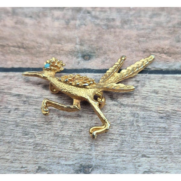 Gold Roadrunner Pin - Etsy