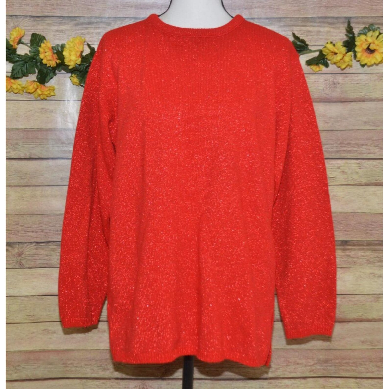 Vintage Carly Blake Ladies XL Christmas Red Sparkly Pullover Sweater ...