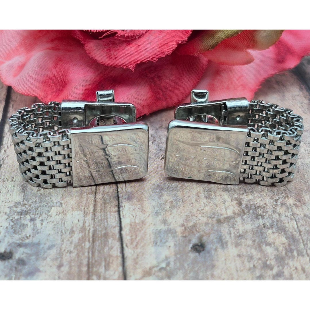 Vintage Swank Mesh Wrap Around Silver Tone Cufflinks Circa 1960s Made ...
