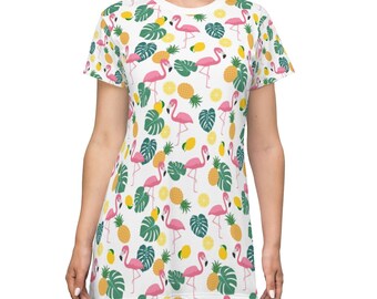 Flamingo Print Dress Women - Etsy
