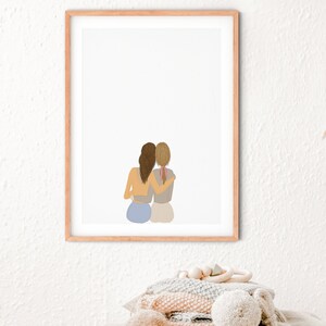 Two Girls Art Print | PRINTABLE Wall Art | Friendship Print | Couples ...