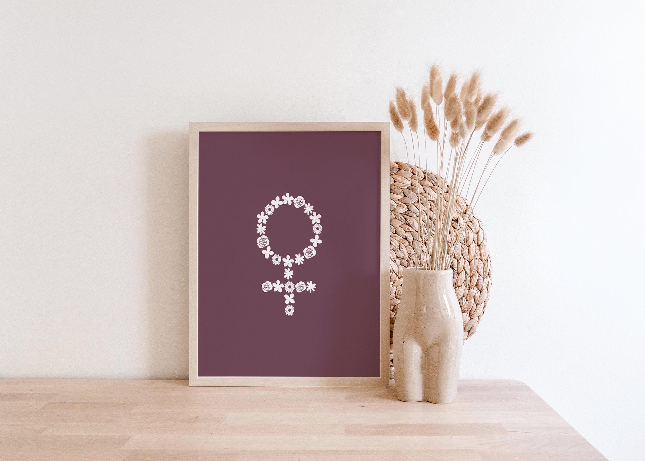 Floral Feminine Symbol PRINTABLE Art Print Feminist Wall Art - Etsy