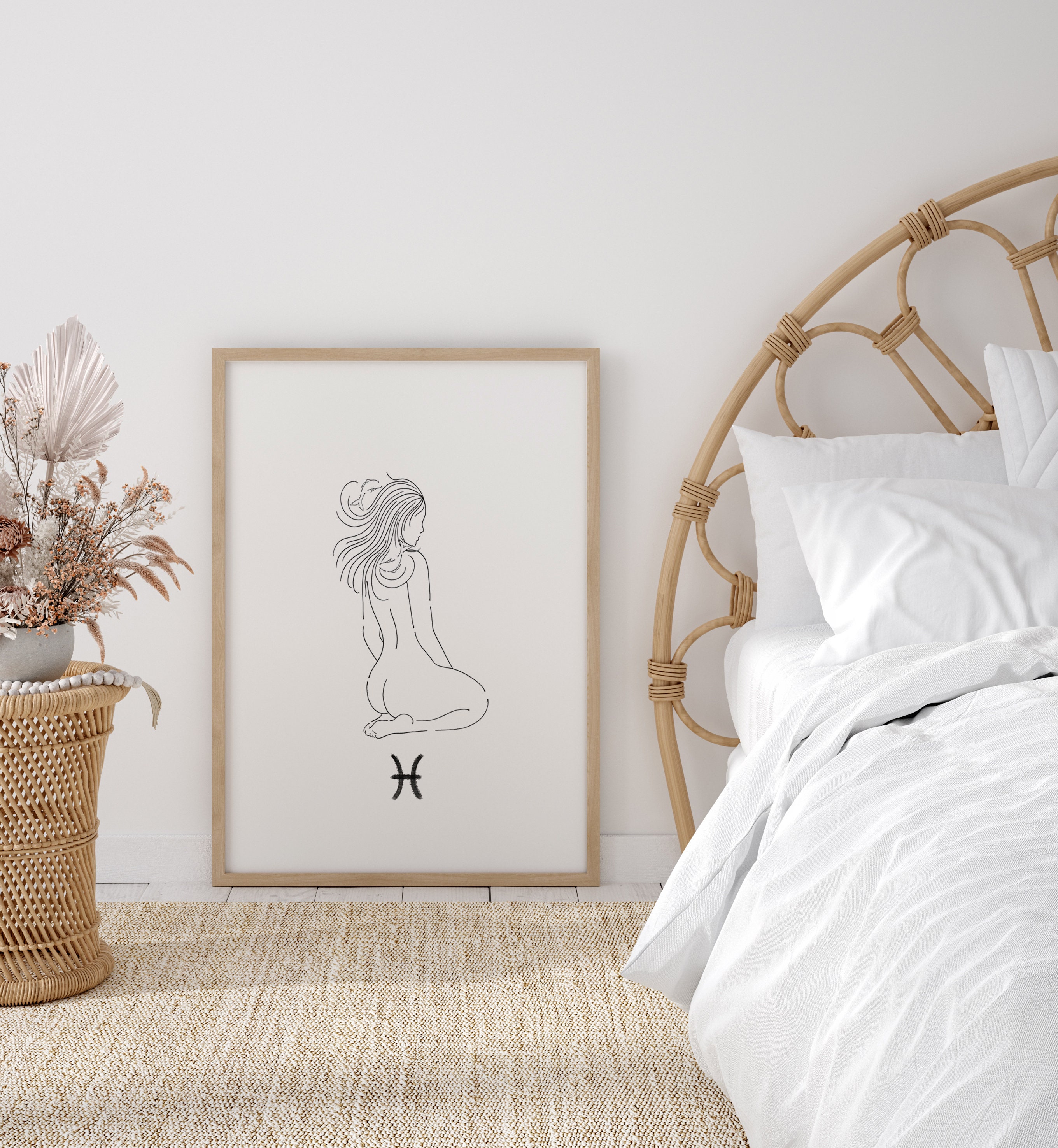 Pisces PRINTABLE Art Pisces Birthday Gift Minimal Zodiac - Etsy