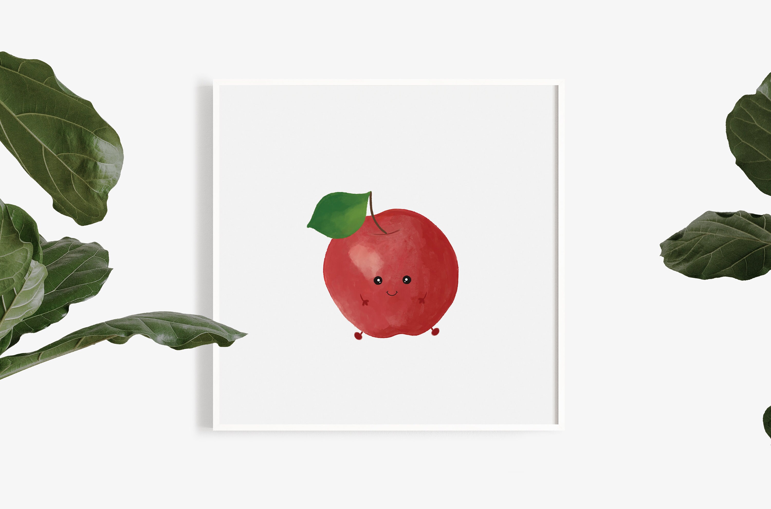 Cute Apple Art Print PRINTABLE Wall Art Fruit Wall Decor Kitchen Art ...