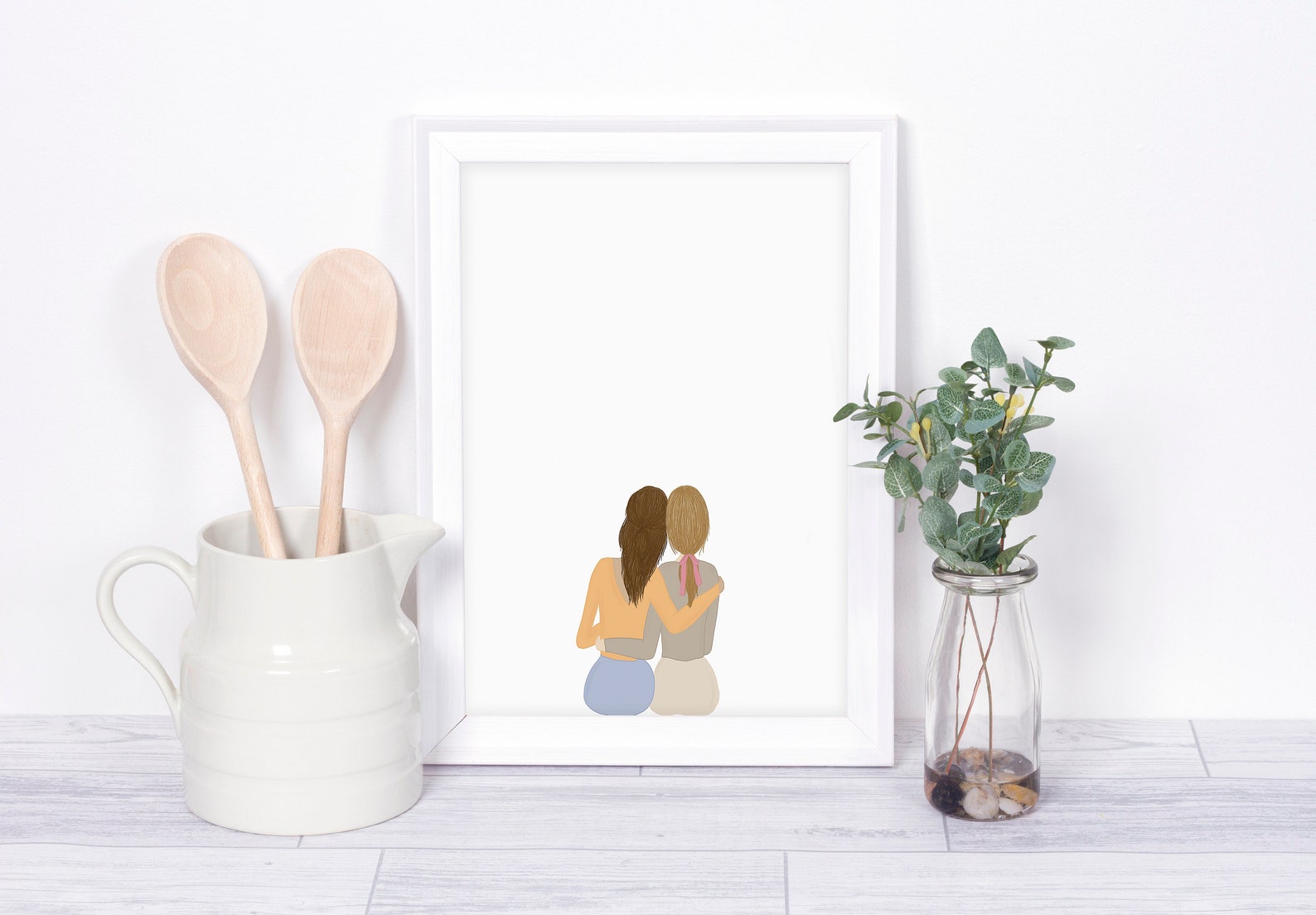 Two Girls Art Print PRINTABLE Wall Art Friendship Print - Etsy