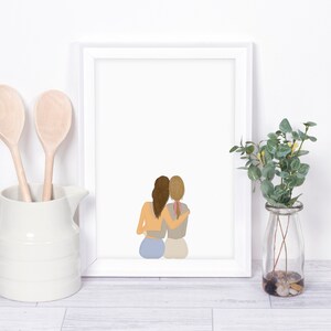 Two Girls Art Print | PRINTABLE Wall Art | Friendship Print | Couples ...