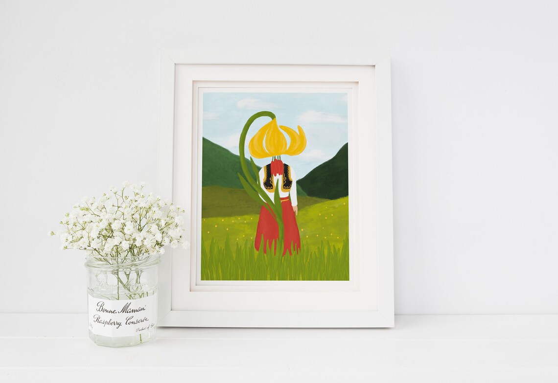 Bosnian Lily Art Print: Balkan Folk Art Decor - Etsy