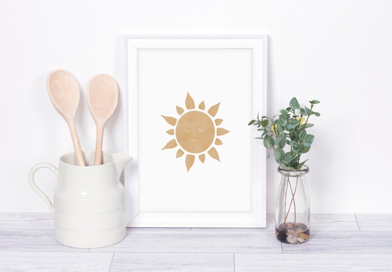 Boho Sun Art PRINTABLE Wall Art Neutral Boho Art Nursery | Etsy