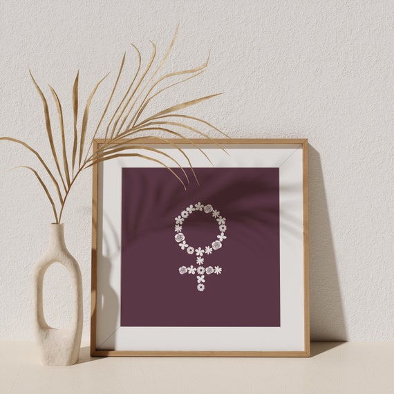Floral Feminine Symbol PRINTABLE Art Print Feminist Wall Art | Etsy