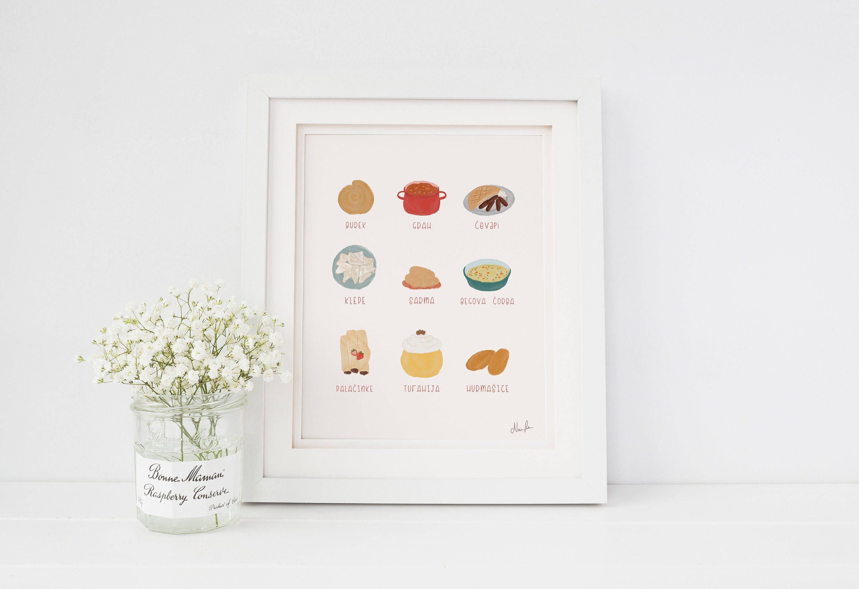 Bosnian Food Art Print | UNFRAMED | Bosnian Kitchen Decor | Burek ...