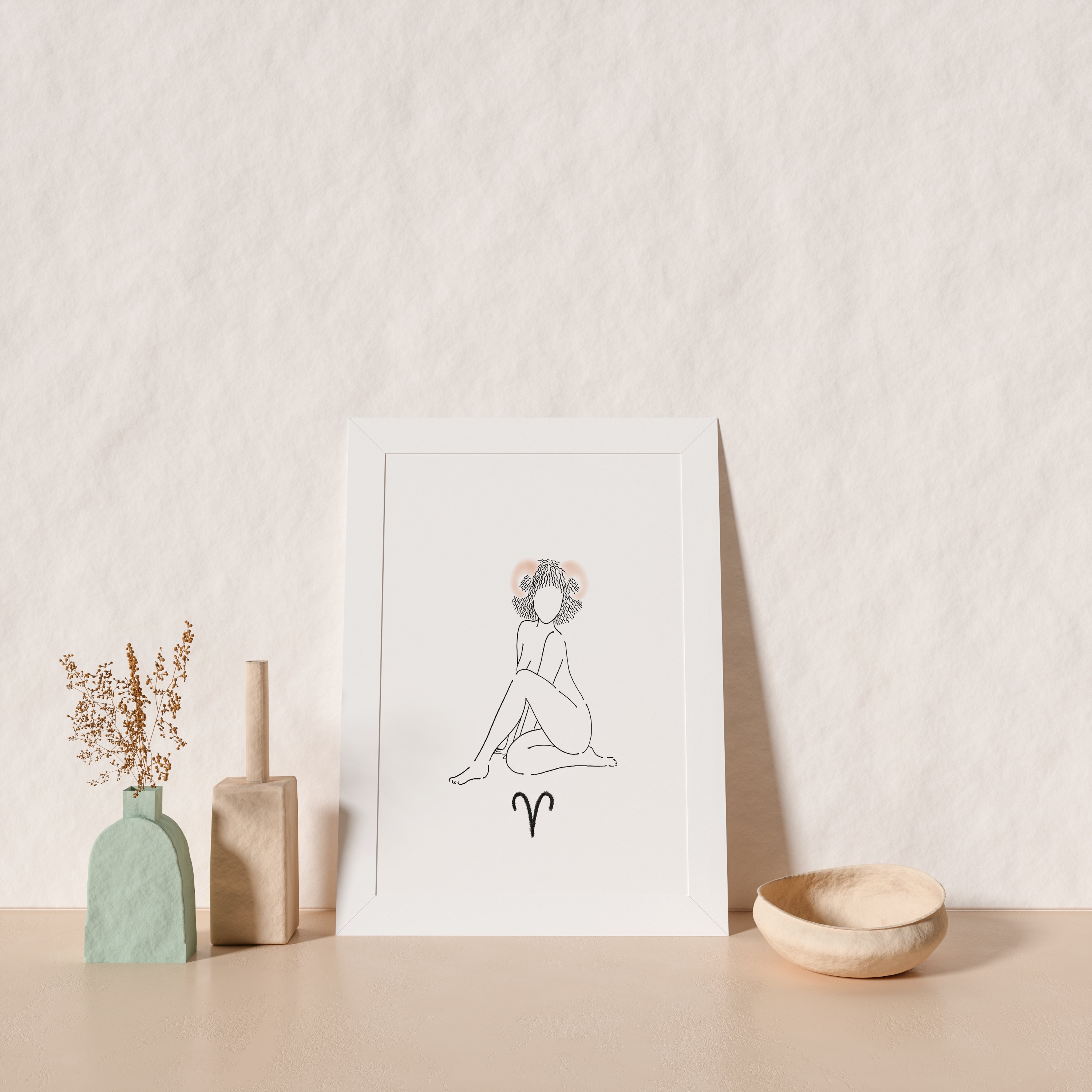 Aries Woman Art Print Zodiac Line Art Minimal Astrology - Etsy