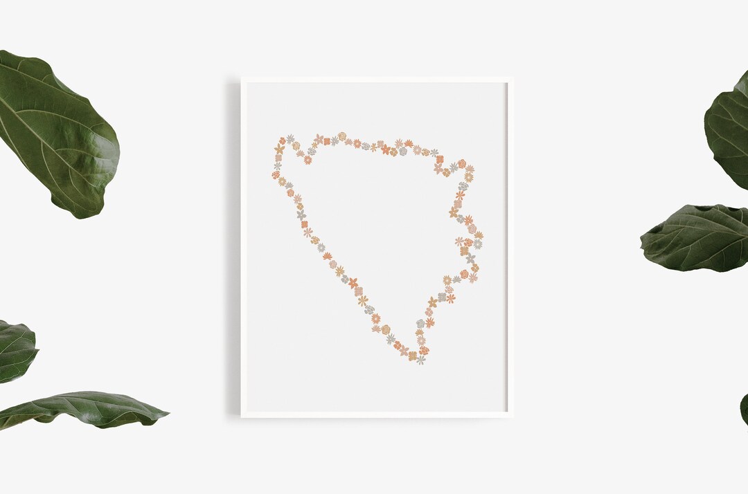 Bosnia Flower Map Art Print: Boho Balkan Decor (digital Download) - Etsy
