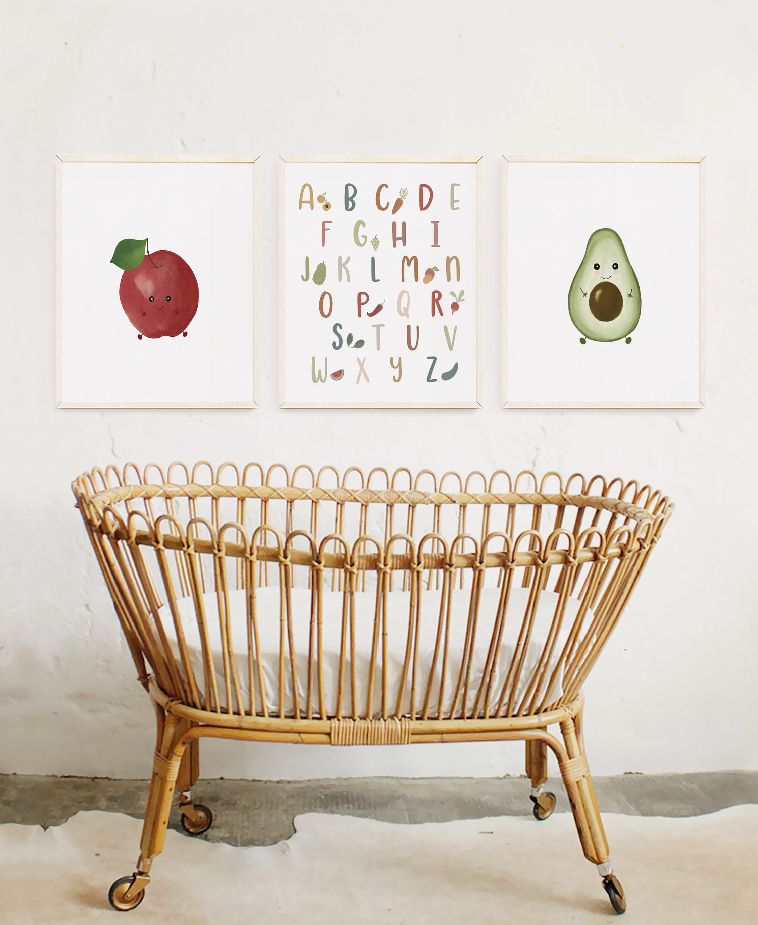Fruit and Veggie Art Set of 3 | Giclee Print Unframed | Nursery Art ...