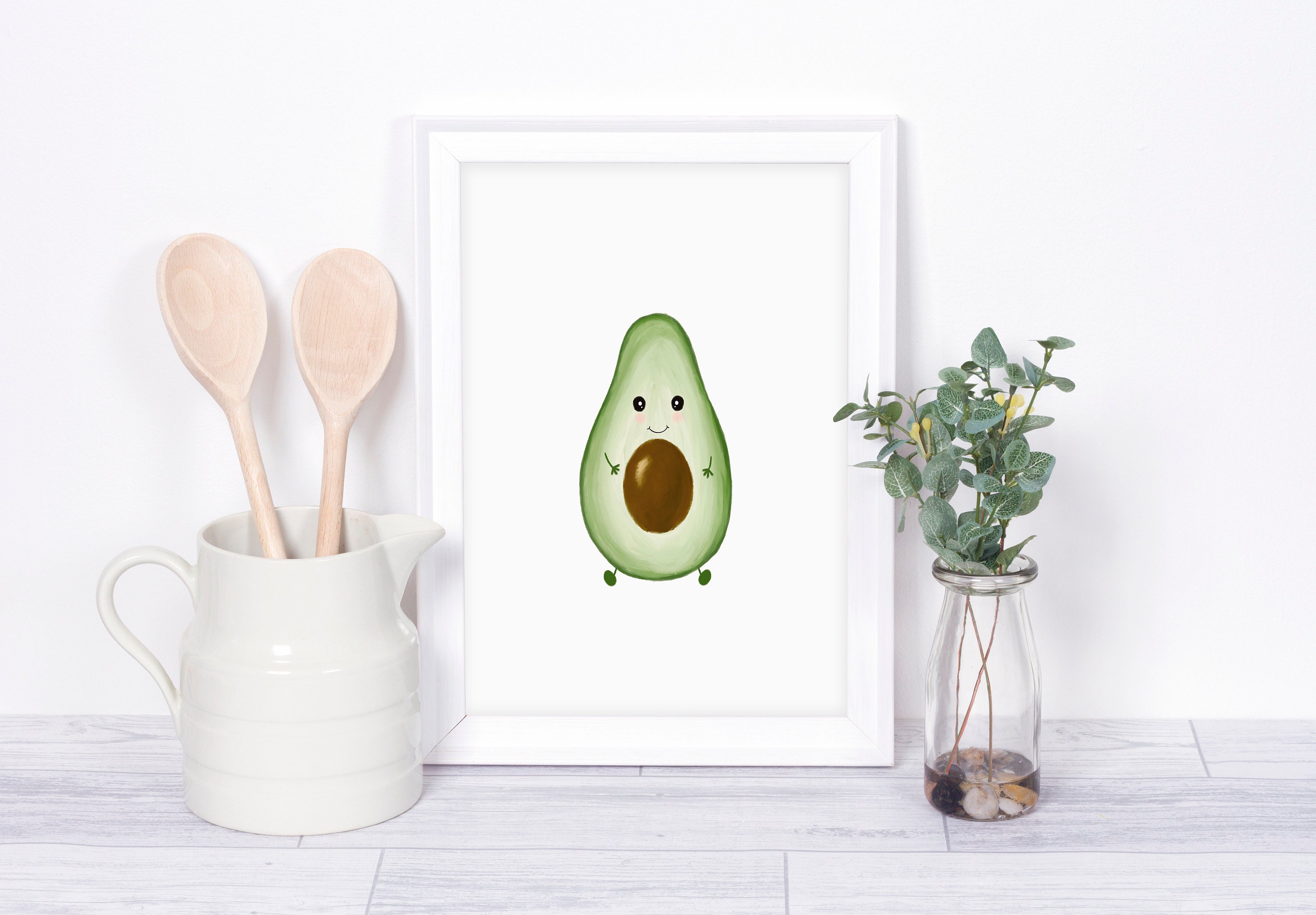 Cute Avocado Art Print | Cute Farmhouse Kitchen Decor | Nursery Wall ...