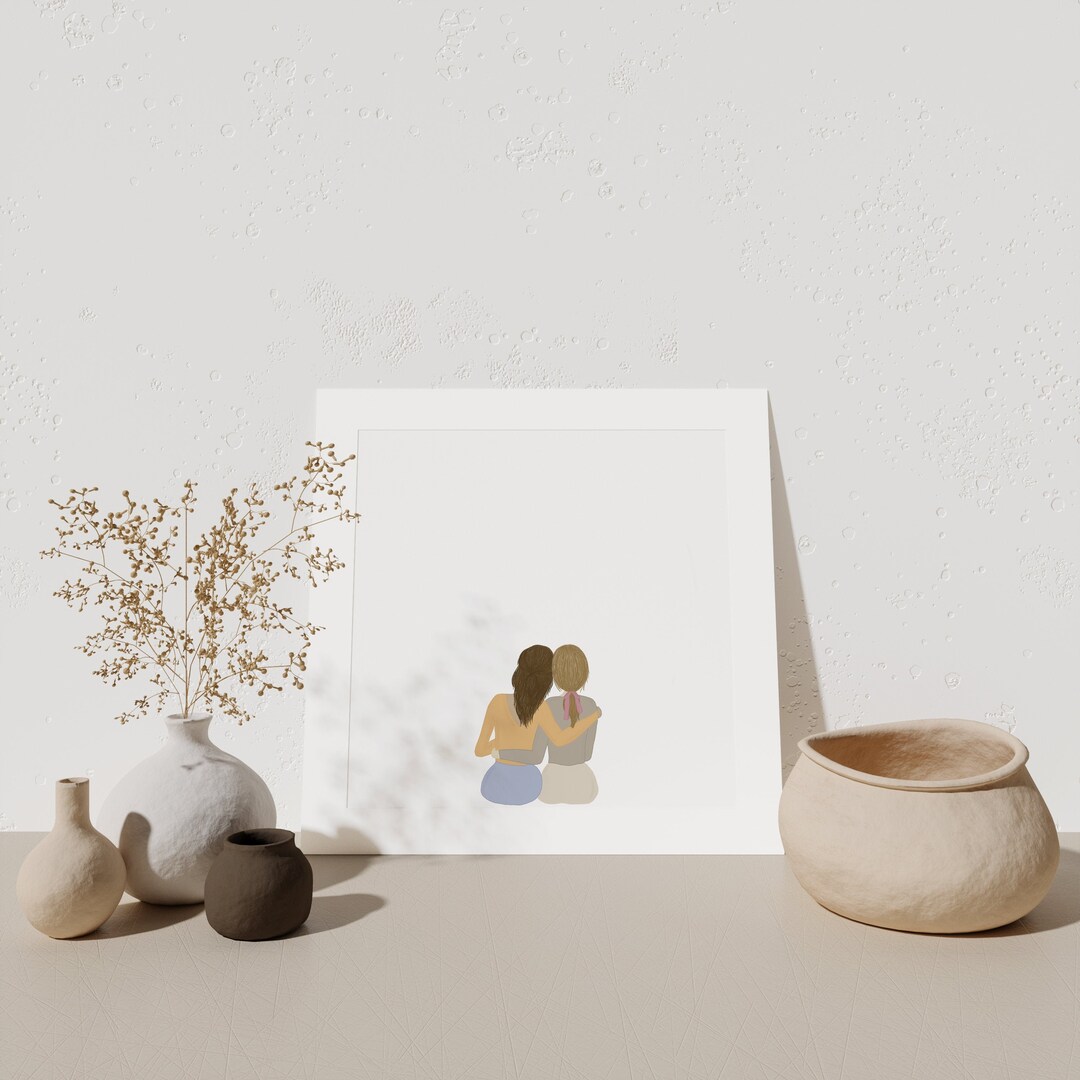 Two Girls Art Print | PRINTABLE Wall Art | Friendship Print | Couples ...