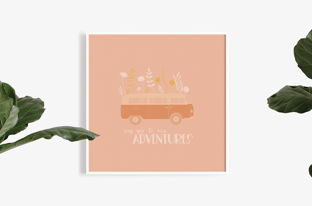 VW Bus Print: Boho Retro Illustration, Adventure Wall Art (digital ...