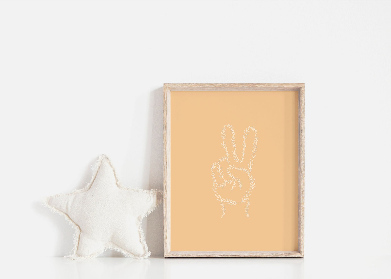 Peace Sign Art Print | Plant Line Art | Peace Sign Symbol | Hippie Wall ...