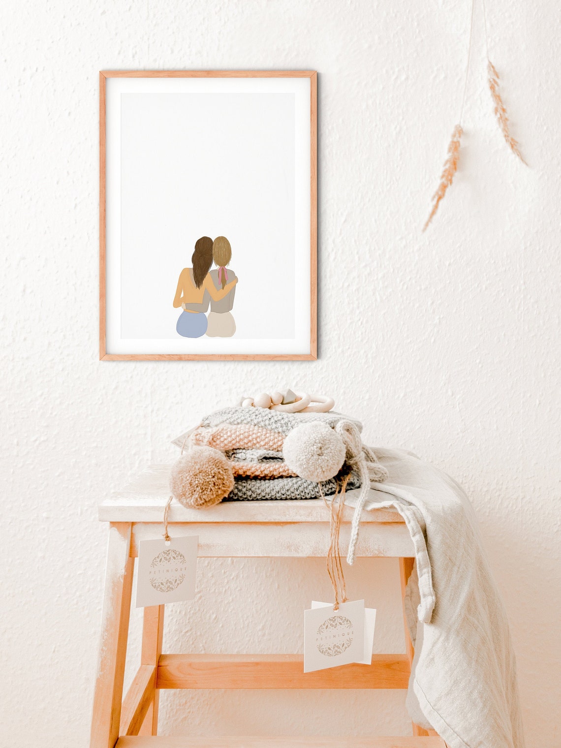 Two Girls Art Print PRINTABLE Wall Art Friendship Print - Etsy