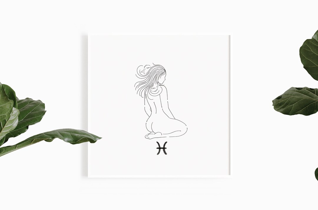 Pisces PRINTABLE Art Pisces Birthday Gift Minimal Zodiac Wall Art ...
