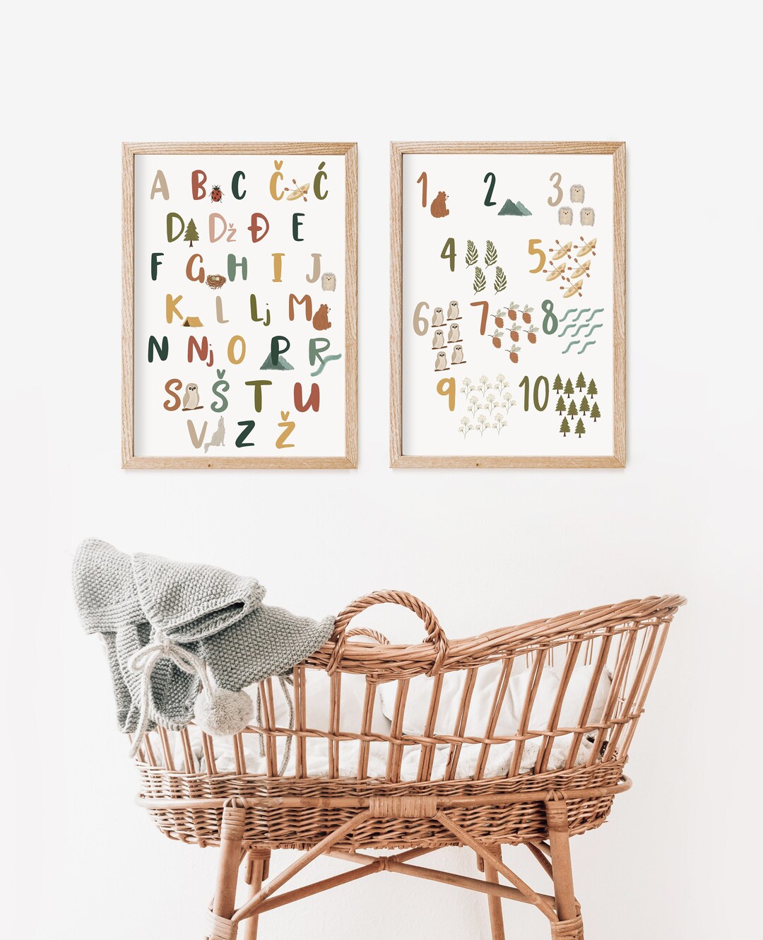 Woodland Alphabet & Numbers Print Set: Bosnian-serbian-croatian Nursery ...