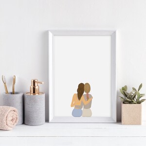 Two Girls Art Print | PRINTABLE Wall Art | Friendship Print | Couples ...