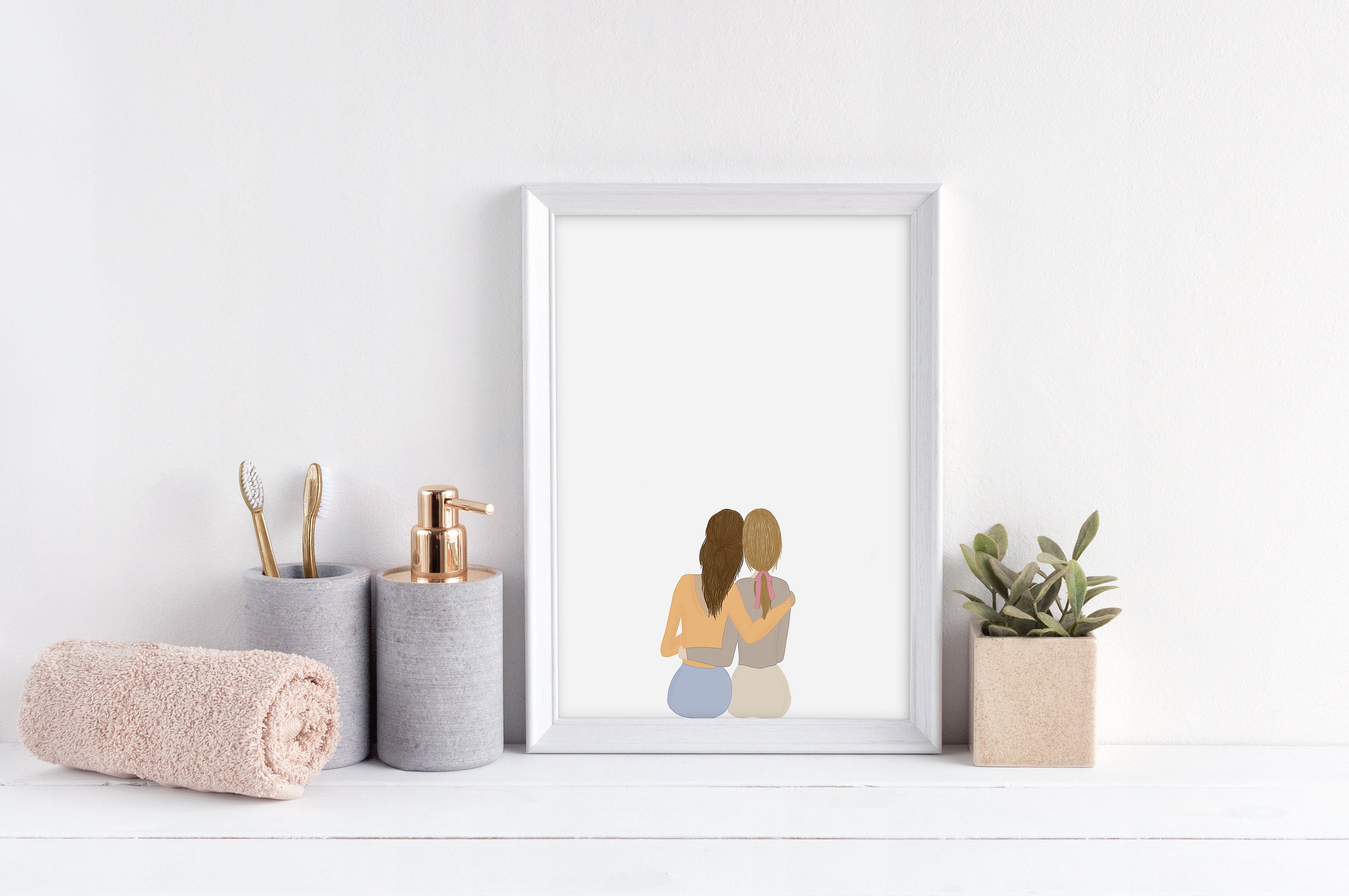 Two Girls Art Print PRINTABLE Wall Art Friendship Print - Etsy