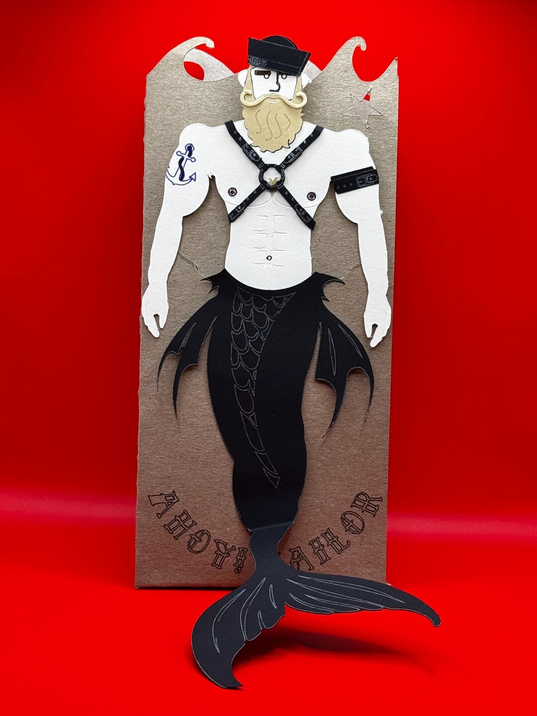 Ahoy! Sailor Leather Merman Paper Doll Card - Etsy