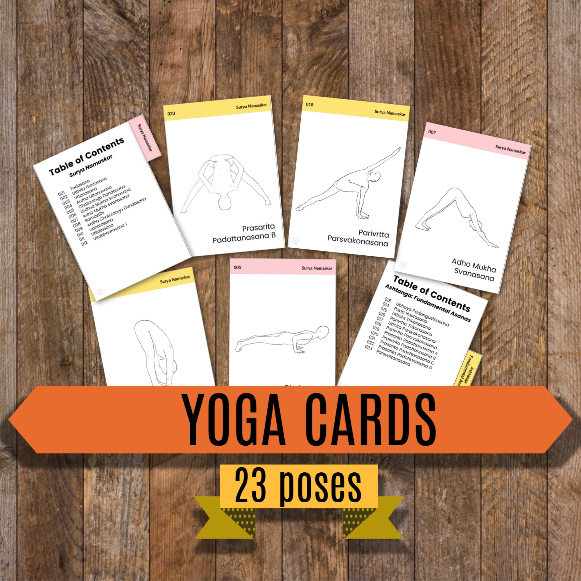 Yoga Poses Printable Cards 23 Asanas sun Salutations A&B Yoga Teacher ...