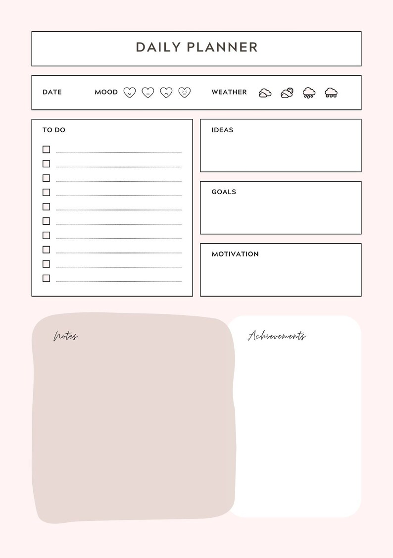 Minimalist Daily Planner Printable, Daily to Do List for Work/home, A5 ...