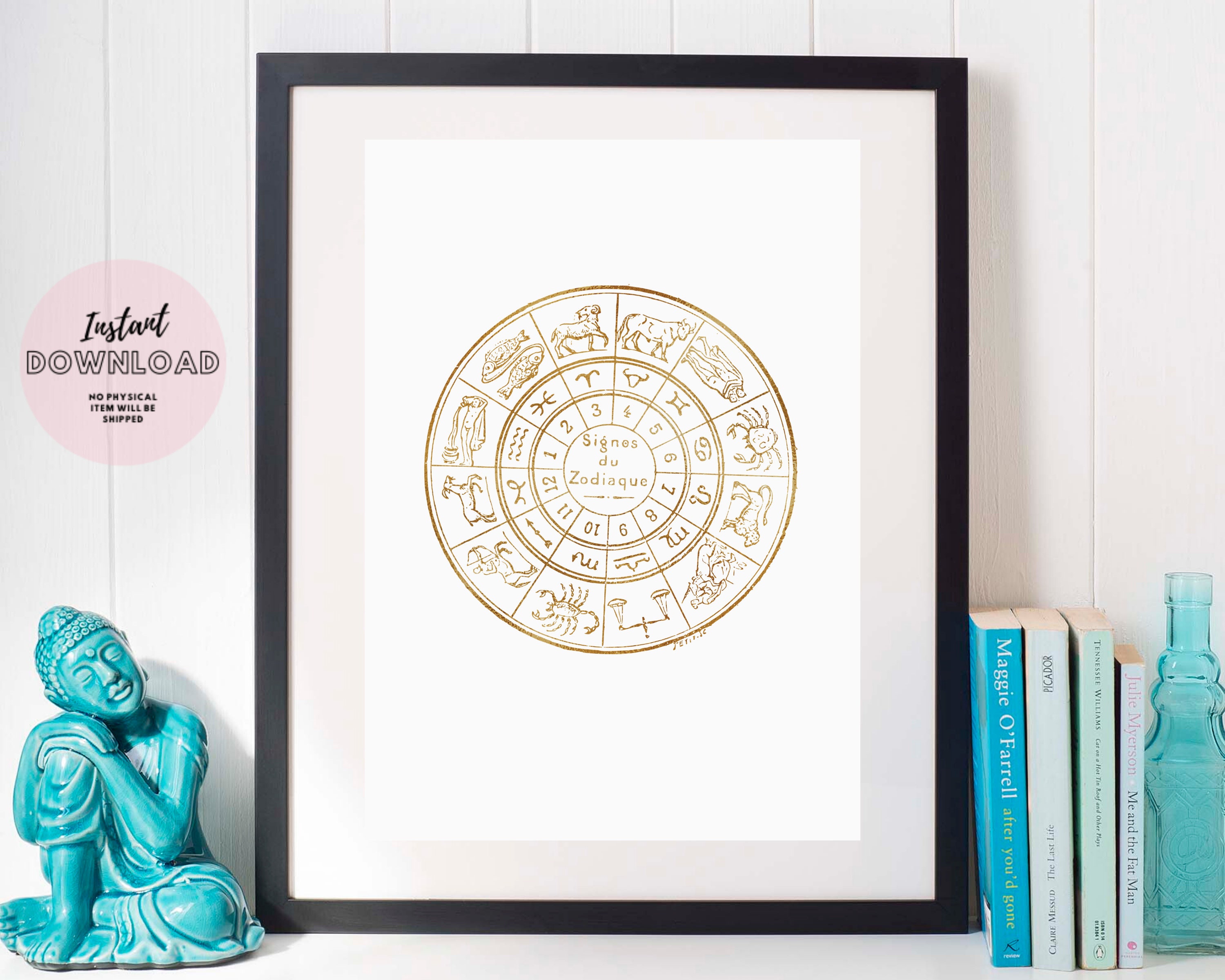 Gold Zodiac Wheel Print Instant Download Celestial Poster Astrological ...