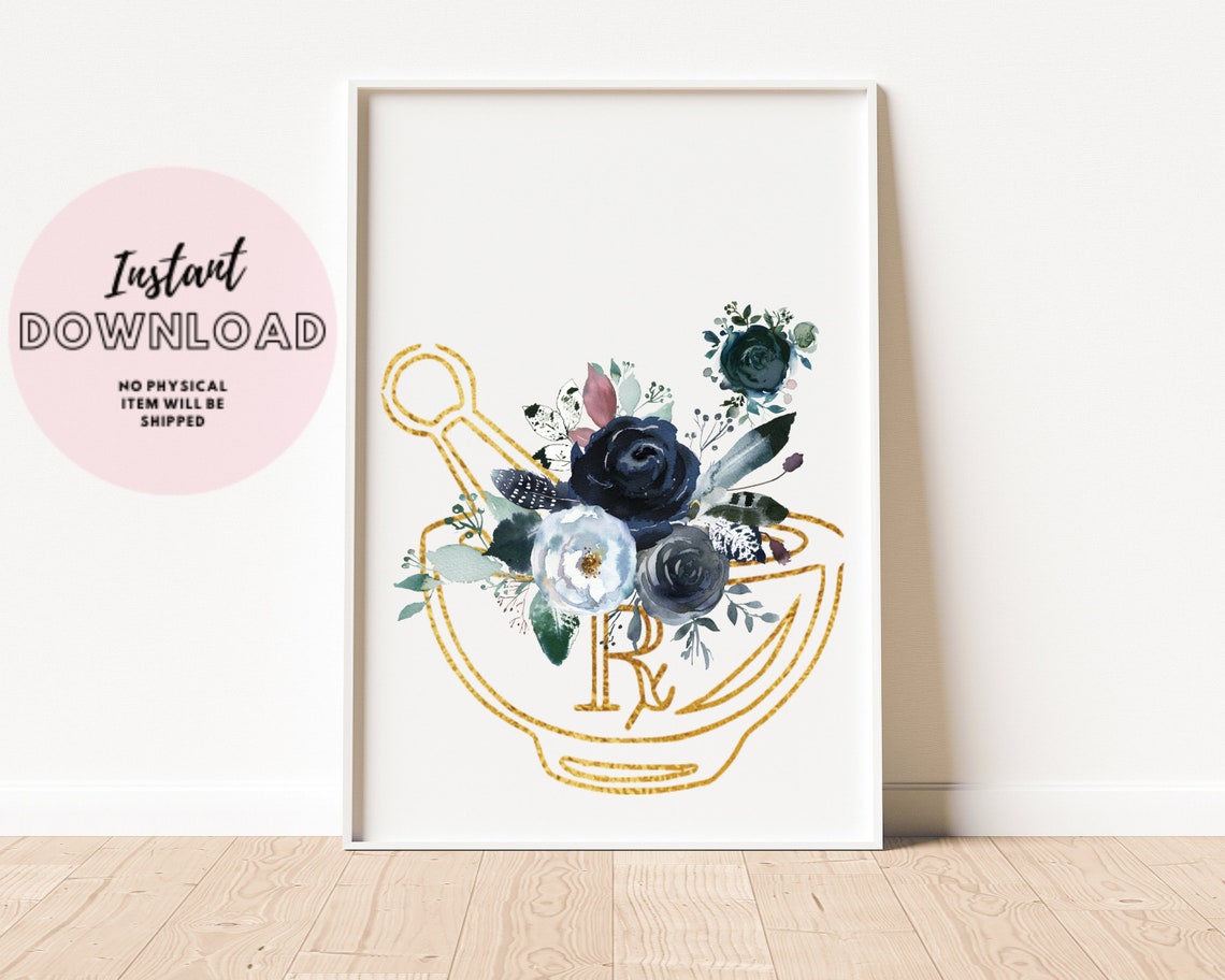 Pharmacy Store Decor Set of 2 Prints Blue Roses Bowl of Hygeia - Etsy