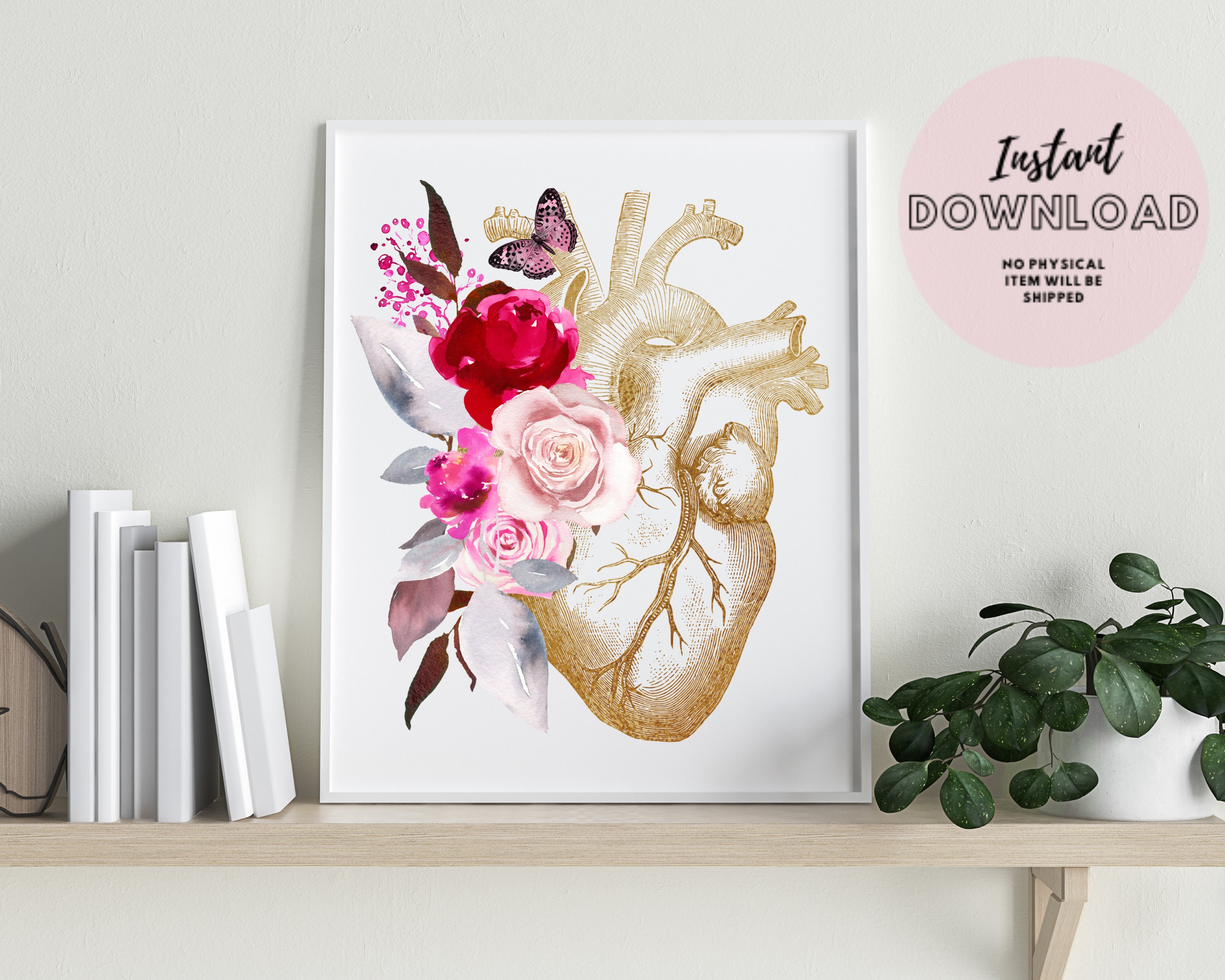 Anatomical Heart Print Botanical Cardiololgy Surgeon Printable Wall ...
