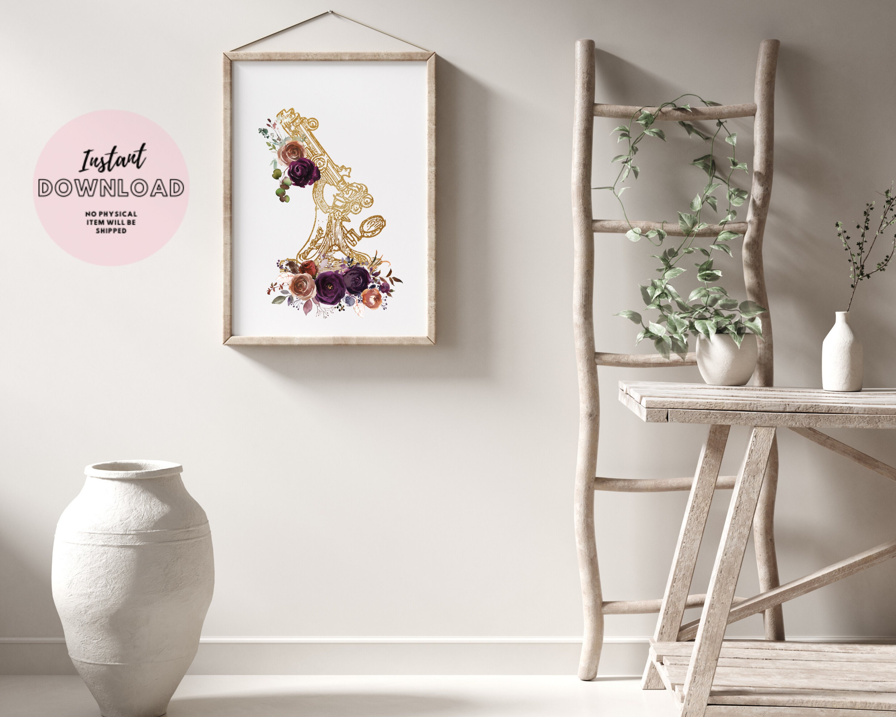 Biologist Student Graduation Floral Vintage Microscope Print, Gift for ...