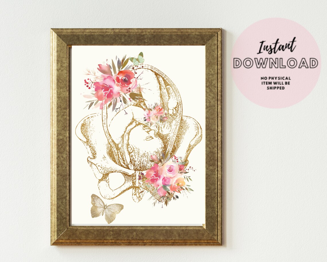 Pregnancy Instant Download Printable Midwife Gift Obstetric Art ...