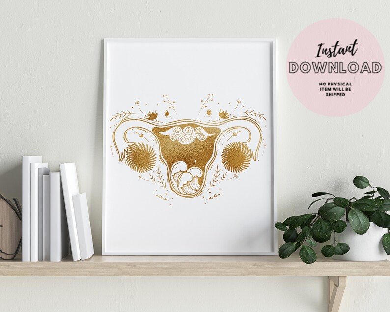 Uterus Print Female Reproductive System Pregnancy Womb Anatomy Wall Art ...