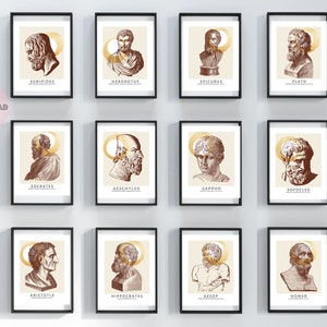 Set of 12 Prints Wall Art Greek Tragedy Poet Philosophers Ancient ...