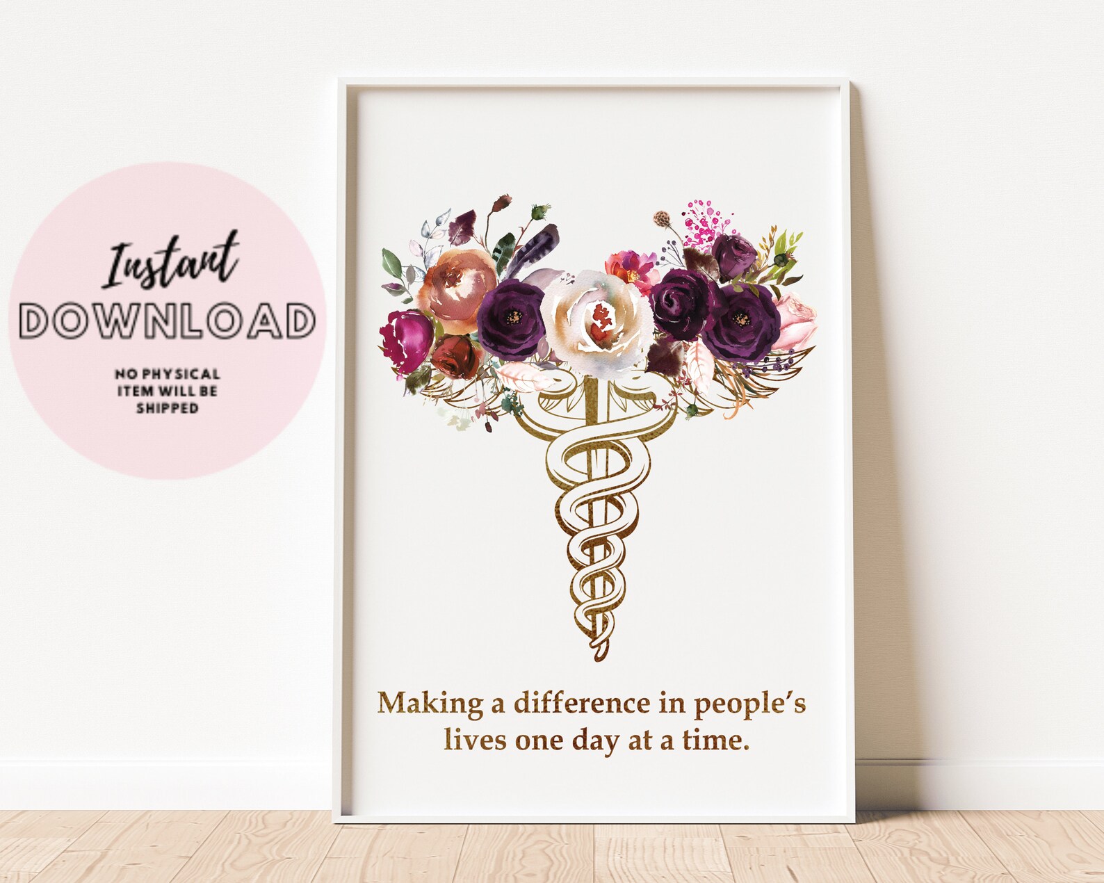 Medical Inspirational Quote Doctor Office Decor Caduceus Snake Symbol ...