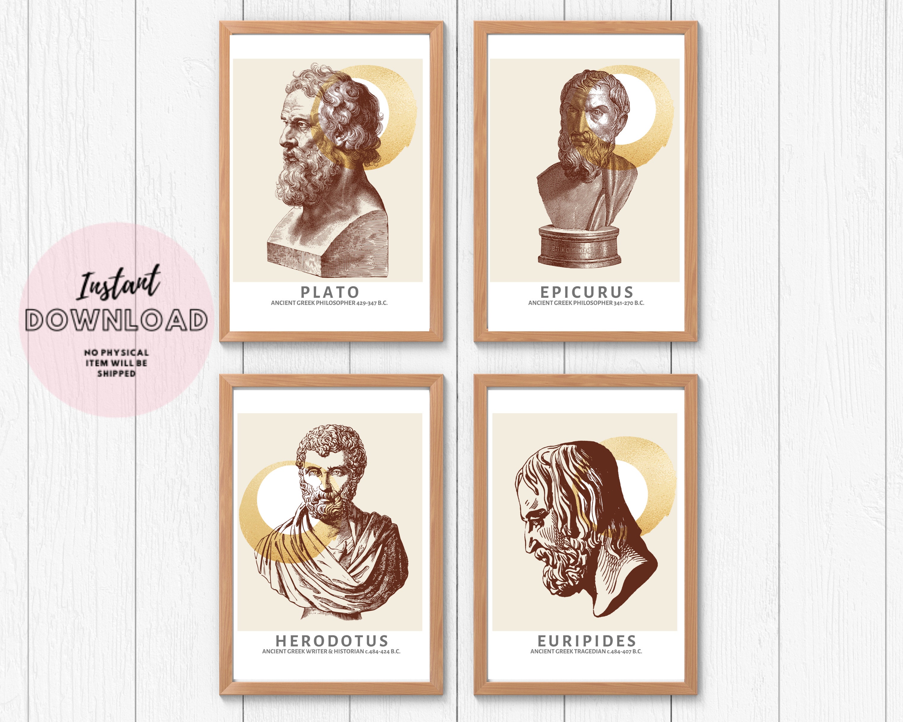 Set of 12 Prints Wall Art Greek Tragedy Poet Philosophers Ancient ...