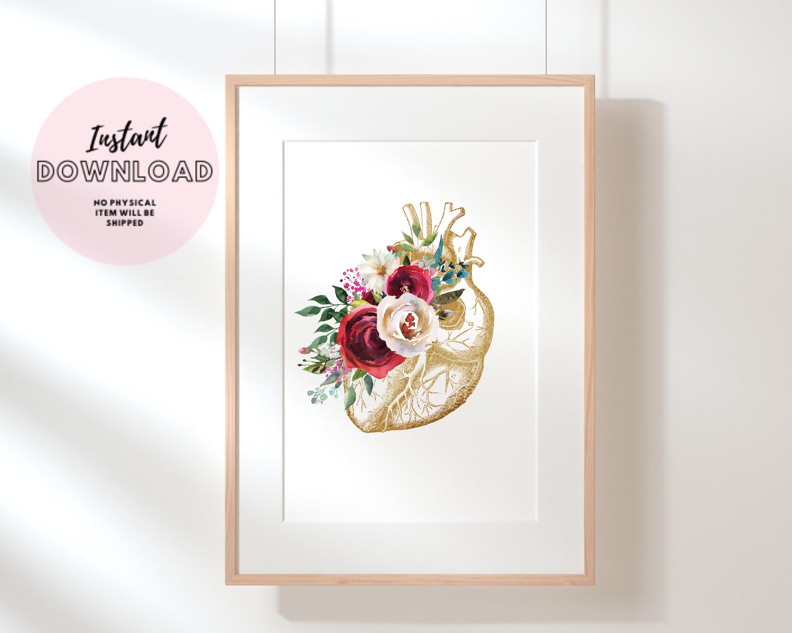 Cardiologist Office Decor Set of 3 Prints Floral Heart Anatomy Doctor ...