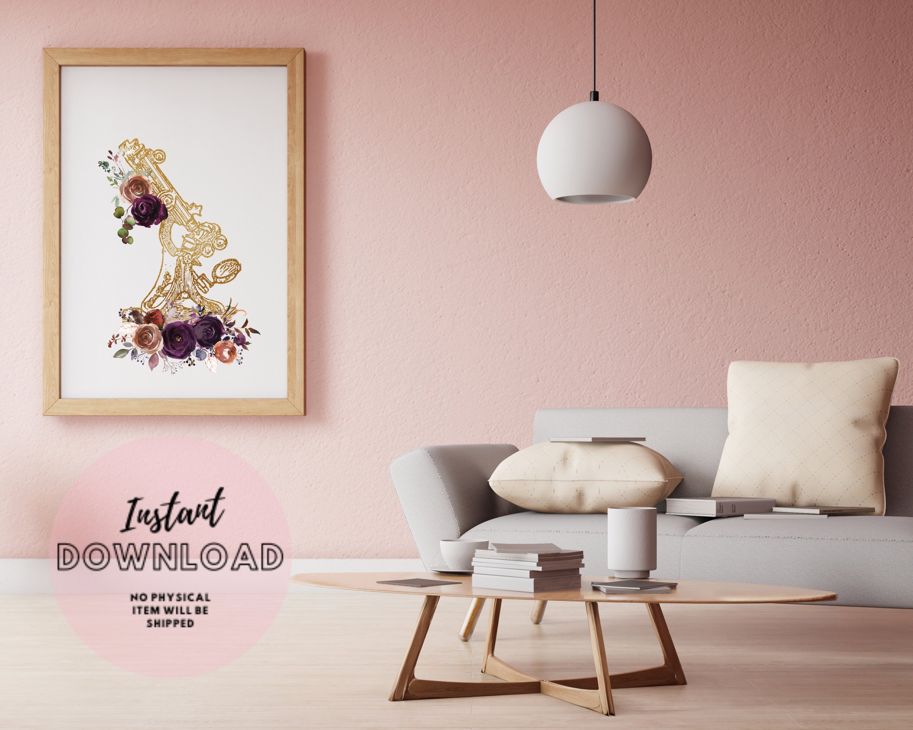 Biologist Student Graduation Floral Vintage Microscope Print, Gift for ...