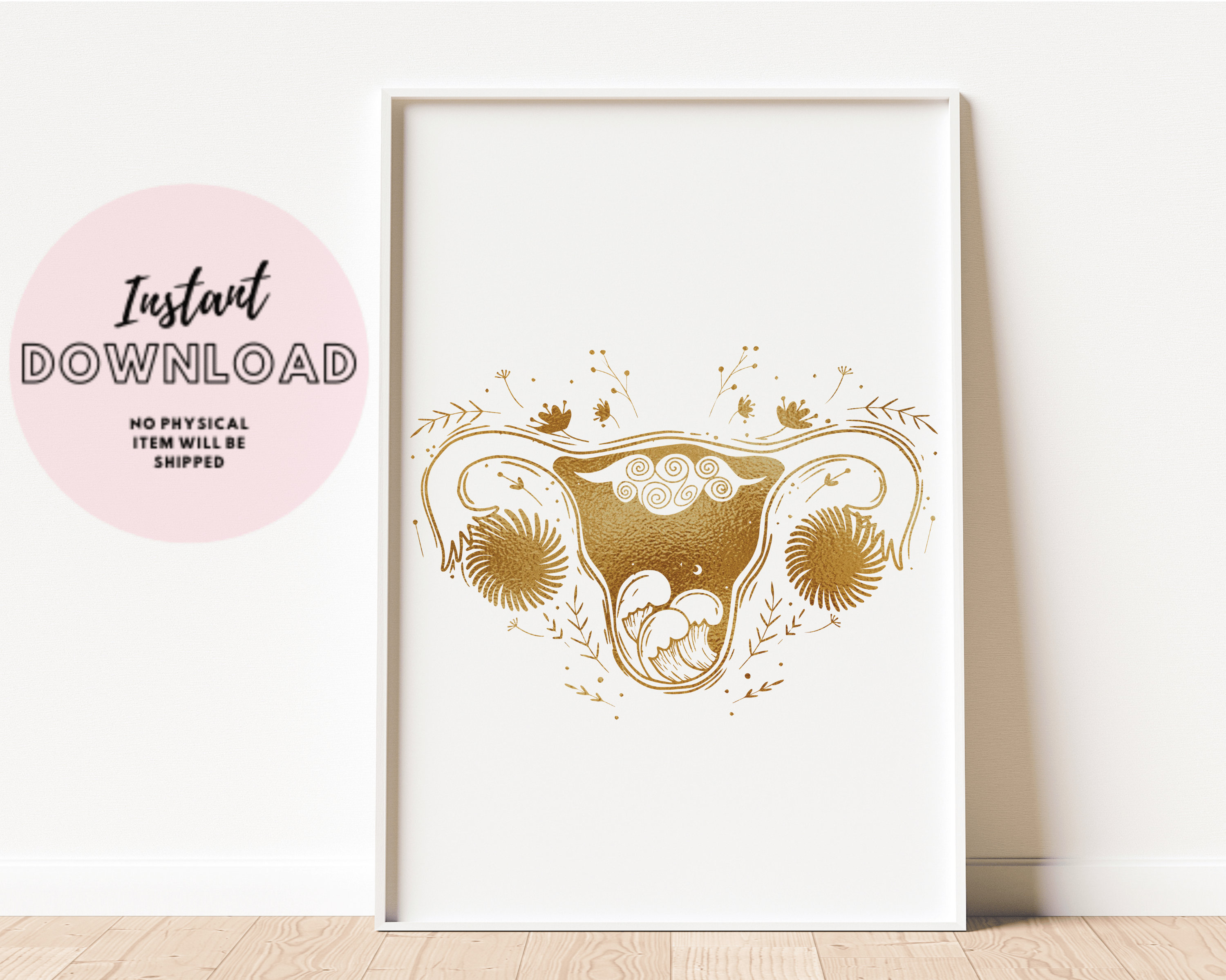 Uterus Print Female Reproductive System Pregnancy Womb Anatomy Wall Art ...
