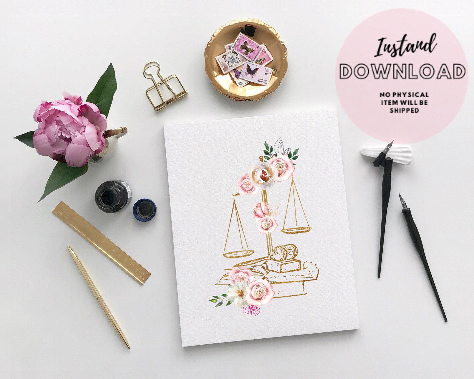 Lawyer Office Decor Scales of Justice Law School Graduation Notary Art ...