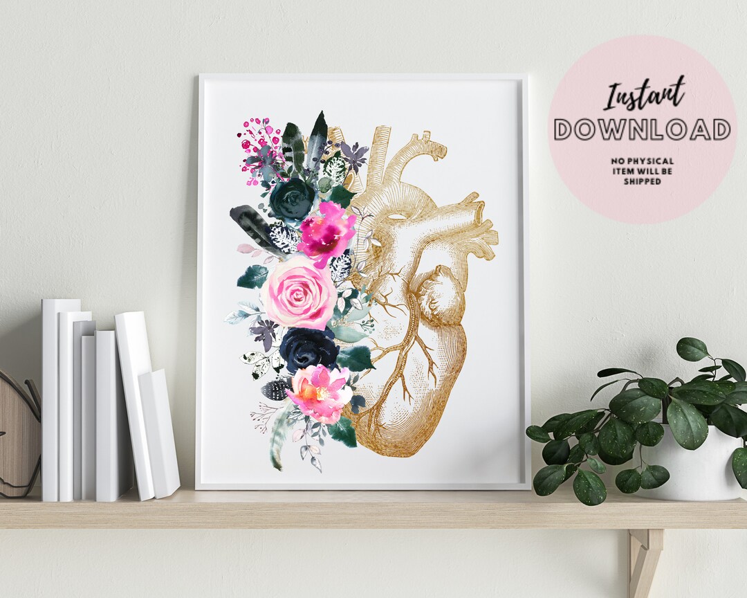 Anatomical Heart Cardiology Print, Medical Surgeon Printable Wall Art ...