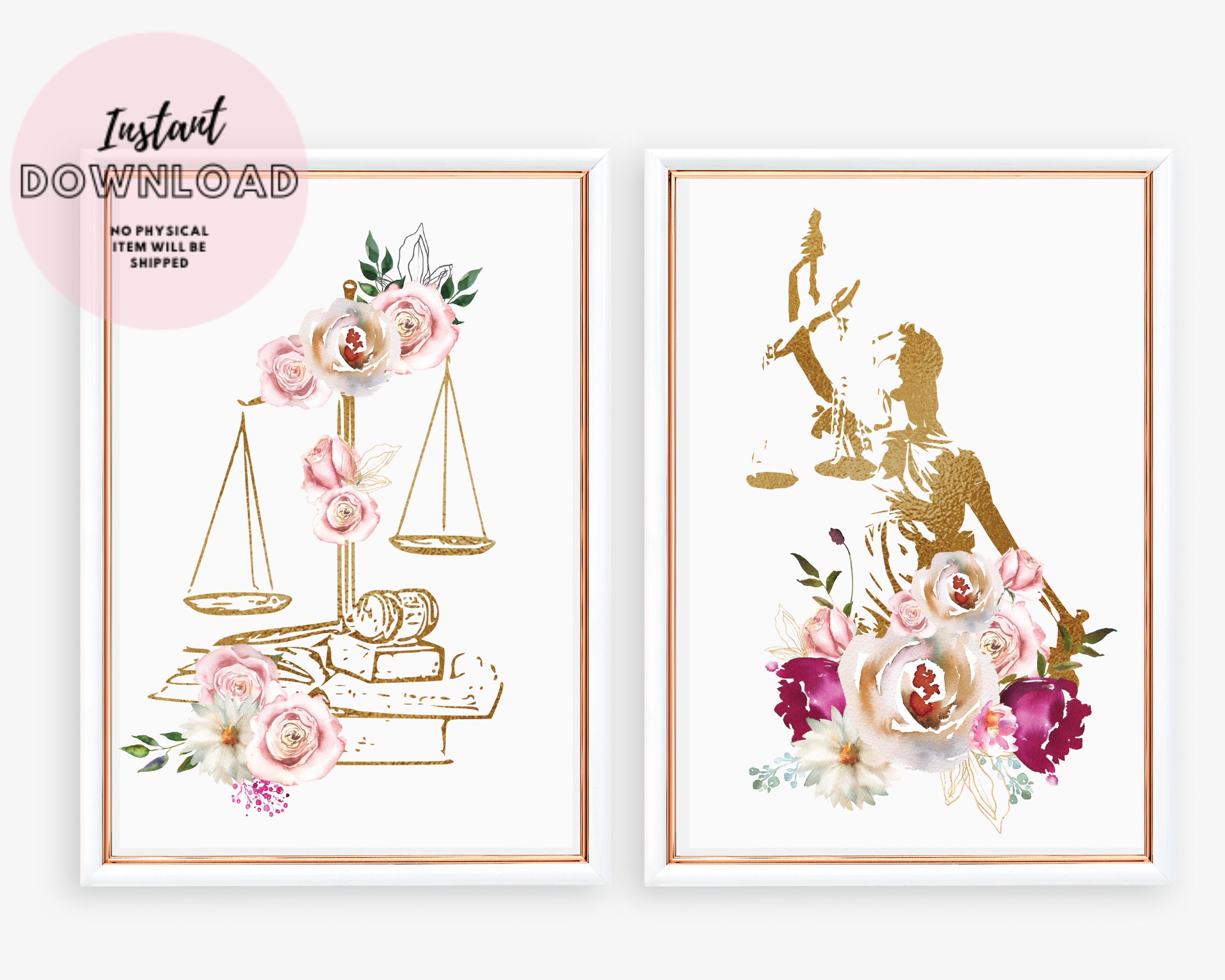 Lawyer Art Set Law School Graduation Gift Printable Attorney Lady of ...