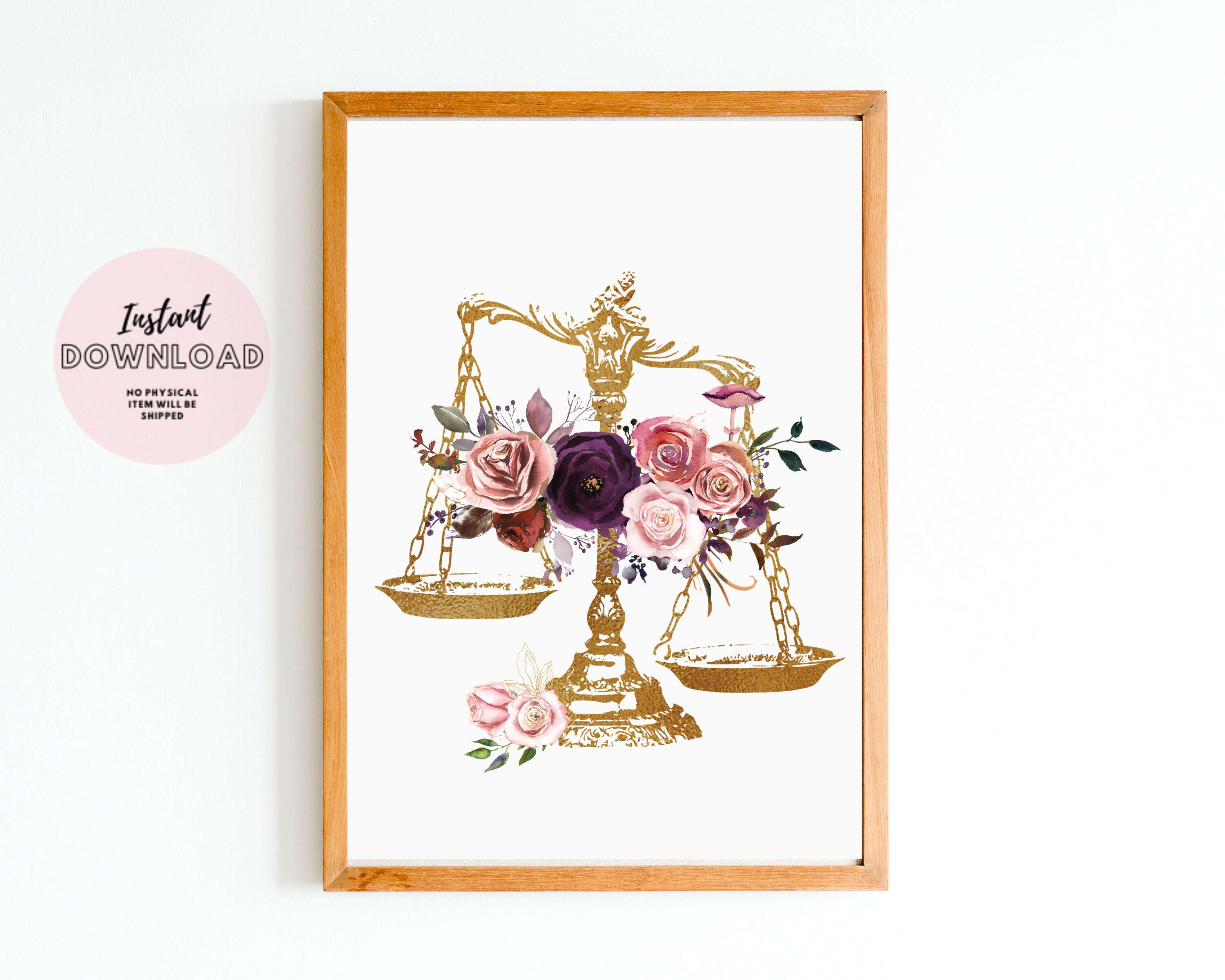 Lawyer Office Decor Scales of Justice Print Pass the Bar Exam Gift Law ...