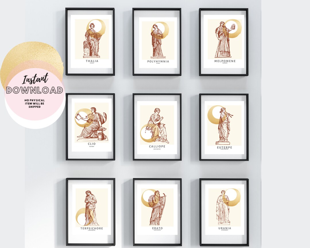 Gallery Set of 9 Muses Print the Nine Greek Poster Greece Academia ...
