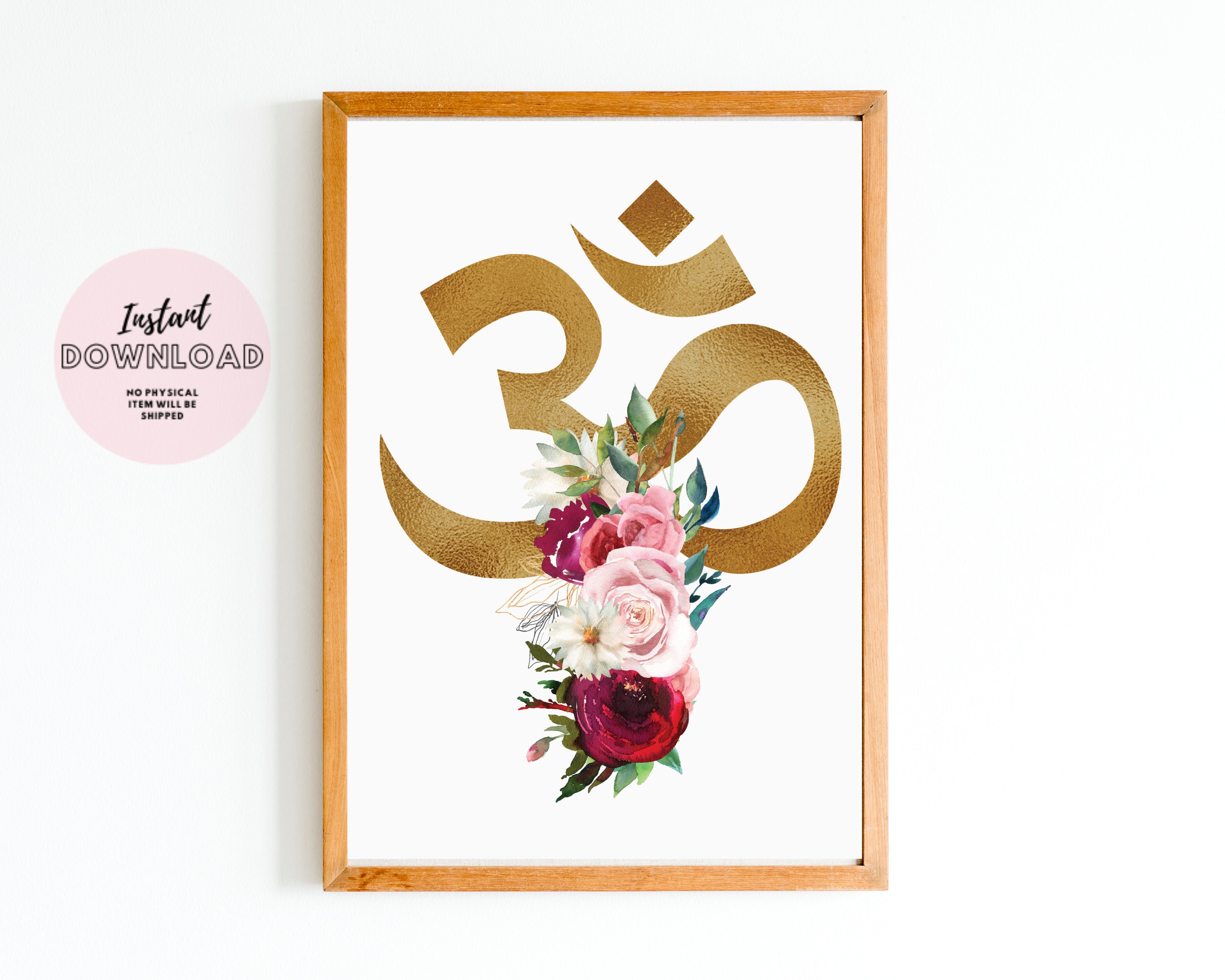 Om Art Mantra Symbol Yoga Room Art Ohm Floral Yoga Studio - Etsy
