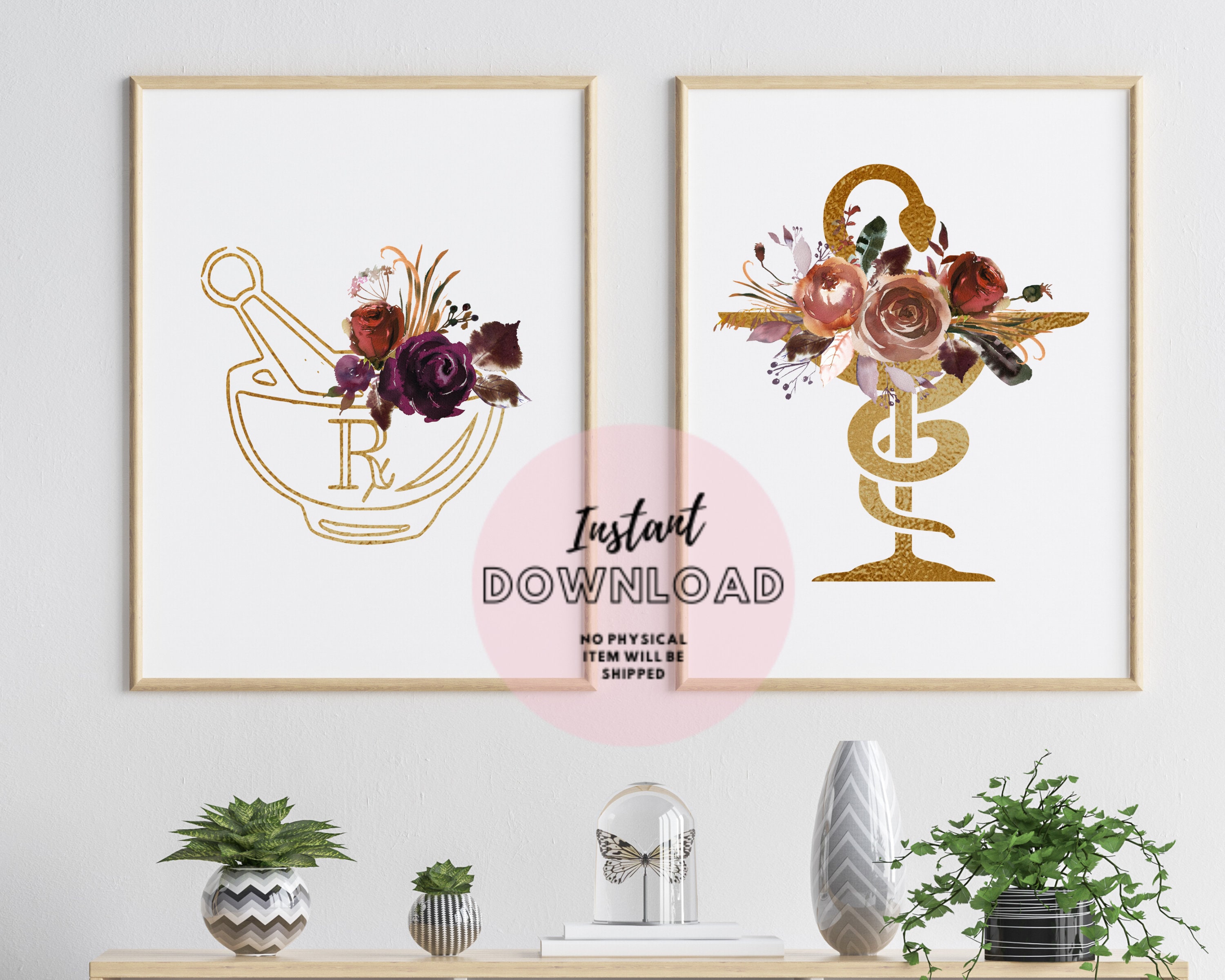 Pharmacy Store Decor Set of 2 Print Bowl of Hygeia Pharmacist - Etsy