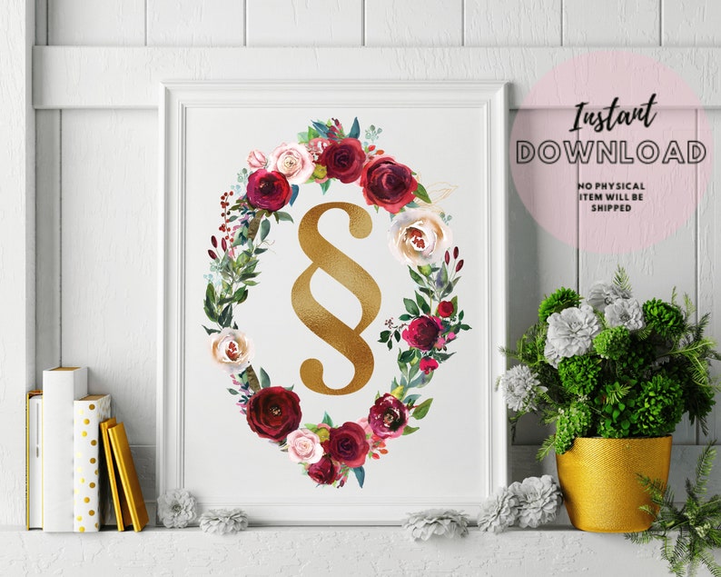 Section Symbol Legal Mark Printable Lawyer Wall Art Firm Office Decor ...