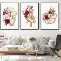 Anatomy Poster, Doctor Office Wall Decor, Human Heart, Lungs, Brain Art ...